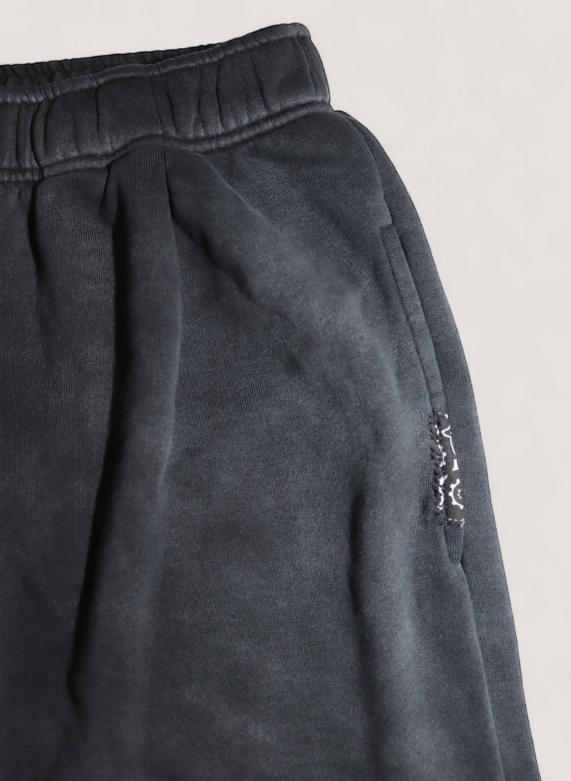 WOODBLOCK BANDANA PATCHED SUN FADE SWEAT PANT BLACK (WB-24AW-011)